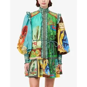 ALEMAIS Ace Printed Cotton And Silk-blend Mini Dress