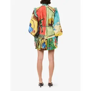 ALEMAIS Ace Printed Cotton And Silk-blend Mini Dress