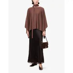 PRETTY LAVISH Scarf Detail Knit Poncho Top