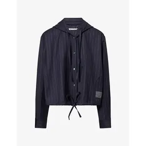 Acne Studios Striped Cropped Wool Shirt - Navy Blue