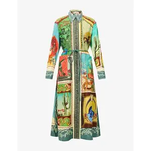 ALEMAIS Ace Printed Cotton And Silk-blend Midi Shirt Dress - Multi