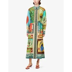 ALEMAIS Ace Printed Cotton And Silk-blend Midi Shirt Dress - Multi