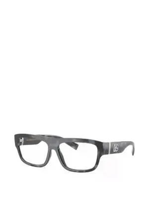 Dolce & Gabbana Dg-plaque Rectangle-frame Glasses - Grey