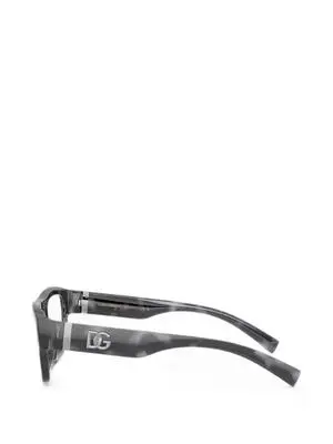 Dolce & Gabbana Dg-plaque Rectangle-frame Glasses