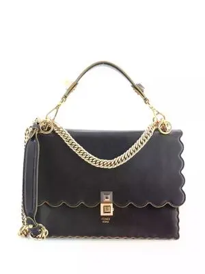 Fendi Kan I Bag Leather Medium Shoulder Bag - Black