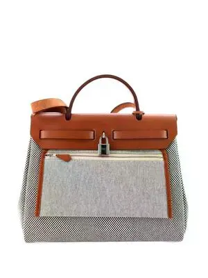 Hermès Herbag Zip Criss Viking Toile And Leather 31 Shoulder Bag - Black