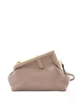 Fendi First Bag Leather Small Clutch Bag - Grey