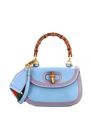 Gucci Bamboo 1947 Top Handle Bag In Leather - Blue