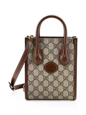 Gucci Interlocking G Patch Tote Gg Coated Canvas Mini Satchel