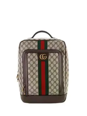 Gucci Ophidia Front Zip Pocket Gg Coated Canvas Medium Backpack