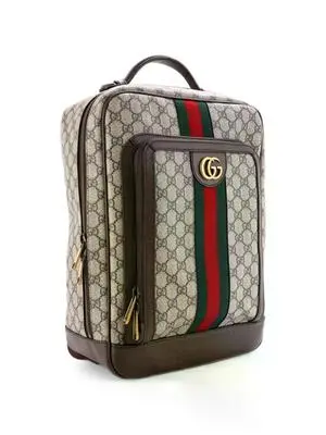 Gucci Ophidia Front Zip Pocket Gg Coated Canvas Medium Backpack