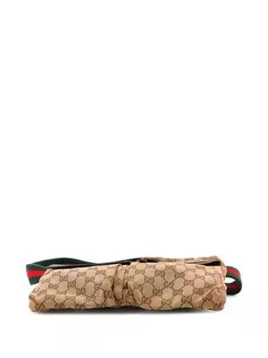 Gucci Vintage Double Gg Canvas With Leather Belt Bag - Brown