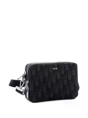 Dior Double Zip Pouch Oblique Canvas Crossbody Bag