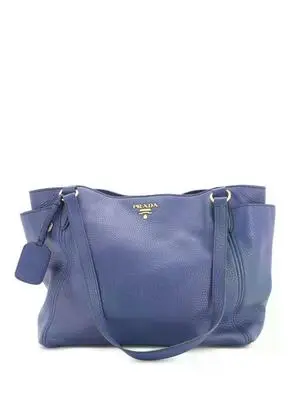 Prada Vitello Daino Medium Tote Bag - Blue