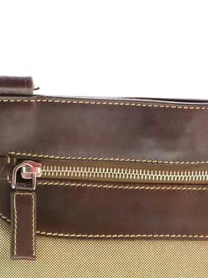 Prada Logo Messenger Bag Canvas With Leather Medium Crossbody Bag