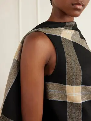 Loewe Asymmetric Checked Crepe Mini Dress