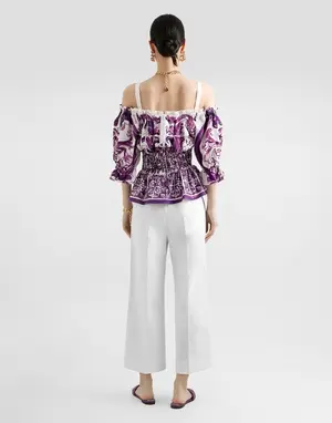 Dolce & Gabbana Majolica Print Poplin Top