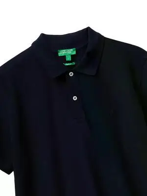BENETTON Logo-embroidered Piqué Polo Shirt - Blue