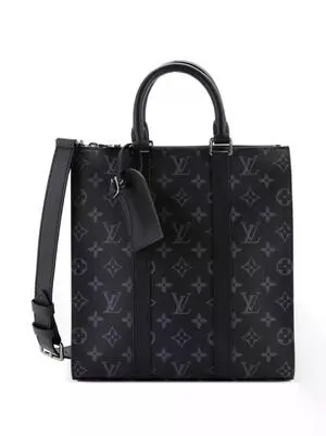 LOUIS VUITTON Monogram Eclipse Sac Plat Tote Bag - Black
