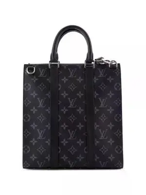 LOUIS VUITTON Monogram Eclipse Sac Plat Tote Bag - Black