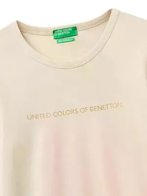 BENETTON Logo-print Long-sleeve T-shirt - Neutrals