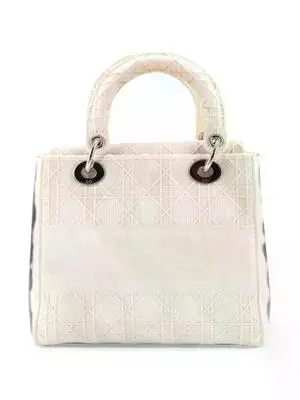 Dior Lady D-lite Cannage Embroidered Canvas Satchel