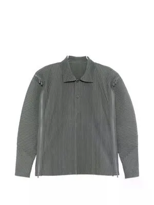 Issey Miyake Plissé-effect Zip-detail Polo Shirt - Blue