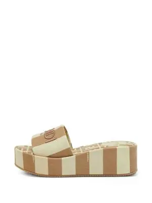 Fendi Sunshine Platform Slide Sandals - Brown
