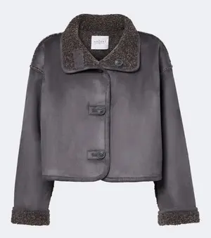Velvet By Graham & Spencer Esme Teddy-lined Cropped Jacket - Grey