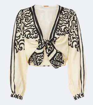Johanna Ortiz Gentle Burn Printed Linen Top