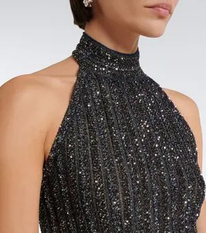 Missoni Ribbed-knit Sequined Halterneck Top