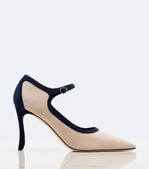 Manolo Blahnik Churla Suede Mary Jane Pumps