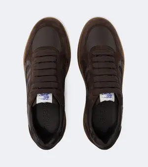 Burberry Check Leather And Suede Sneakers