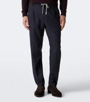 Eleventy Wool, Cotton, And Cashmere Tapered Pants