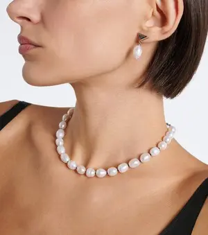 Prada Logo Pearl Drop Earrings