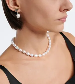 Prada Logo Pearl Drop Earrings