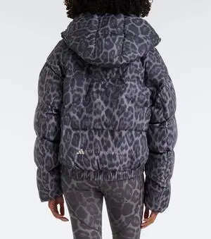 Adidas By Stella McCartney Hooded Leopard-print Puffer Jacket