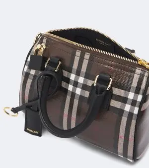 Burberry Check Mini Canvas Bowling Bag - Brown