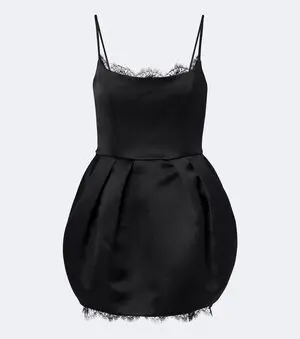 Blumarine Lace-trimmed Duchesse Minidress - Black