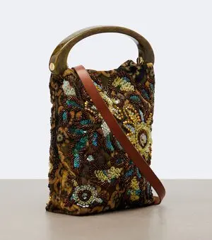 Dries Van Noten Embellished Floral Jacquard Top-handle Bag