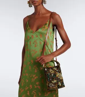 Dries Van Noten Embellished Floral Jacquard Top-handle Bag