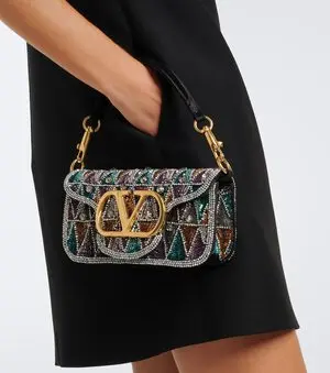 Valentino Garavani Loco Small Embellished Shoulder Bag