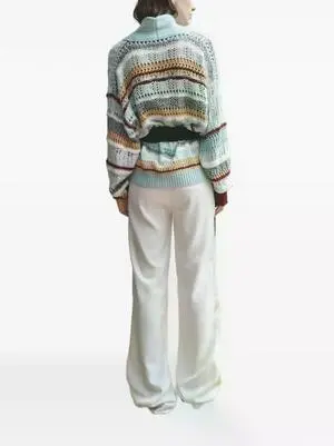 Hellessy Dax Belted Stripe-knit Cardigan - Blue