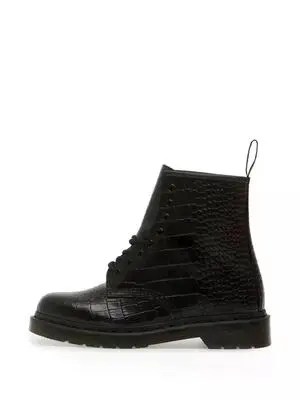Dr. Martens 1460 Croc Effect Lace Up Ankle Boots - Black