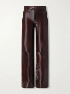 Nour Hammour Kitty Mid-rise Calf Hair Wide-leg Trousers - Brown