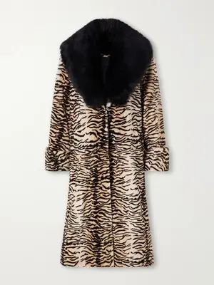 Nour Hammour Nina Tiger-print Shearling Coat - Multi
