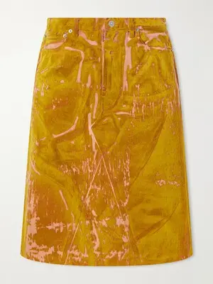 MAISON MARGIELA Flocked Denim Midi Skirt - Orange