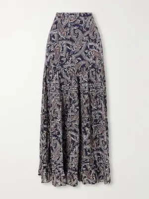 Veronica Beard Heatheralyn Gathered Paisley-print Cotton Maxi Skirt - Multi