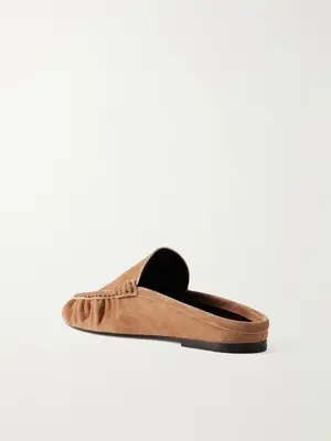 Saint Laurent Le Loafer 05 Cassandre-embellished Suede Mules