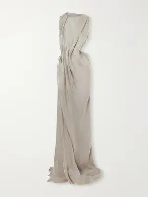 Maticevski Draped Metallic-satin Gown